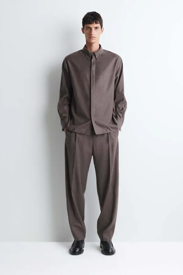 Cos Wool-flannel Button-down Collar Shirt