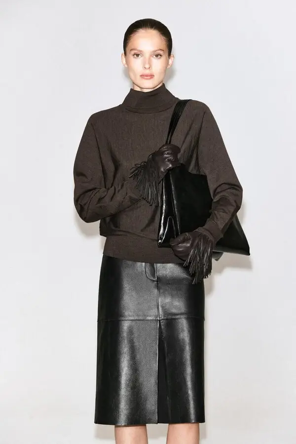Cos Wool-lined Fringed Leather Gloves
