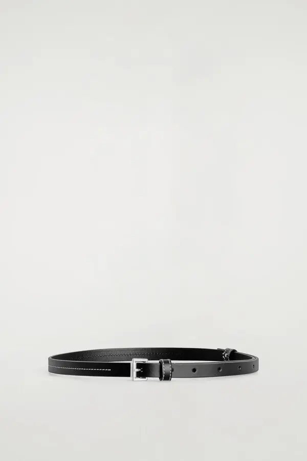 Cos Topstitched Slim Leather Belt