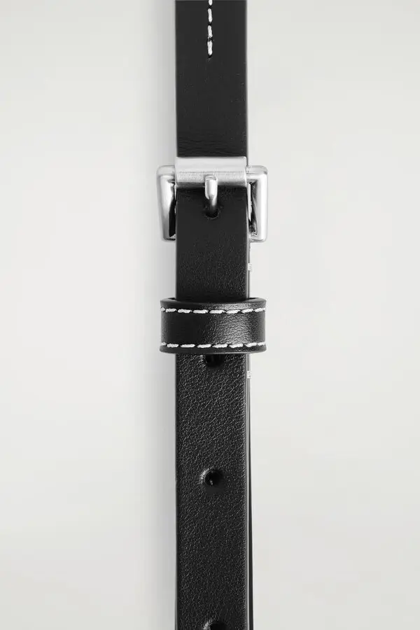 Cos Topstitched Slim Leather Belt