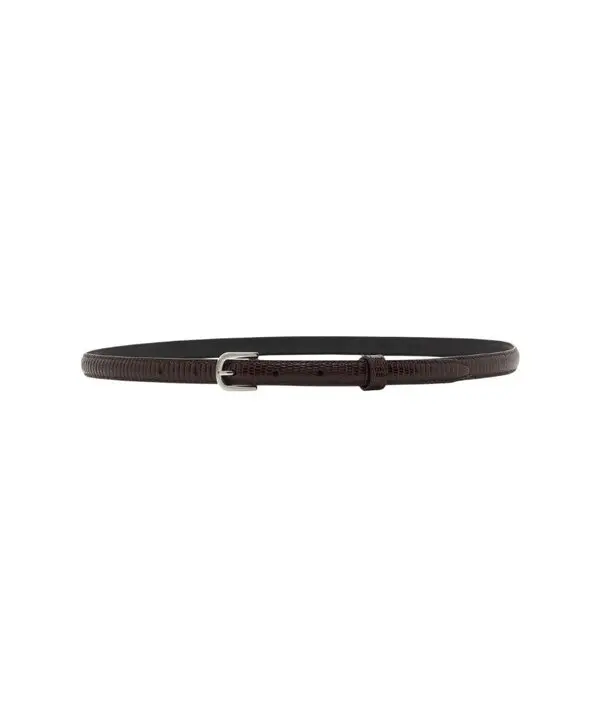 Cos Topstitched Slim Leather Belt - Black