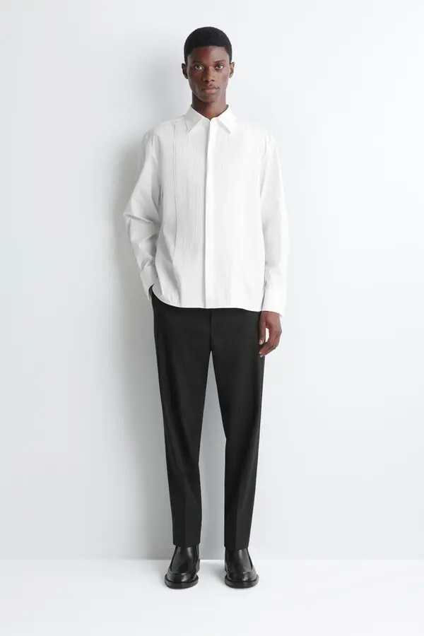 Cos Pintucked Cotton Tuxedo Shirt