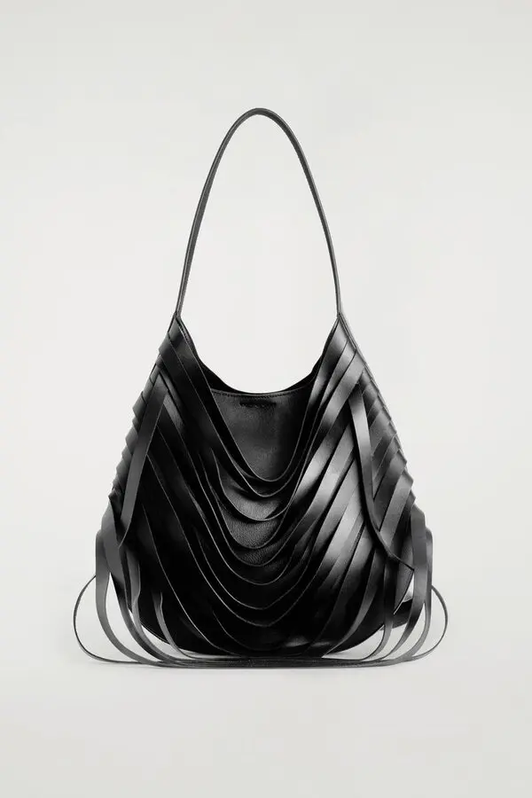 Cos Curved Raw-cut Shoulder Bag Leather