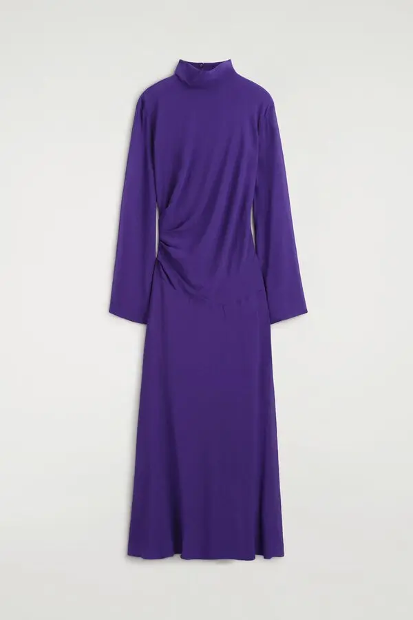 Cos Draped Turtleneck Maxi Dress - Purple