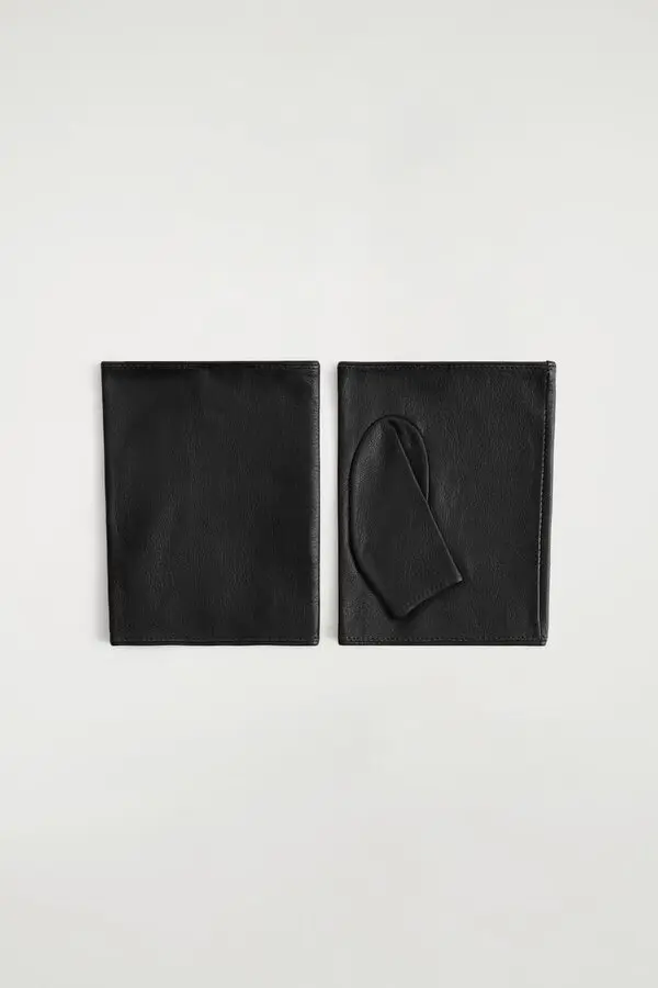 Cos Leather Fingerless Gloves - Black