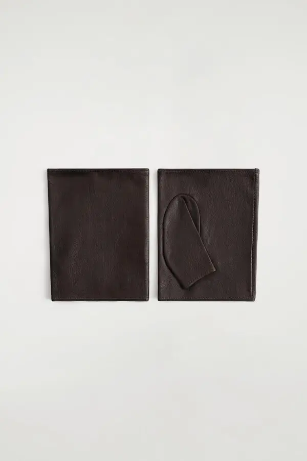 Cos Leather Fingerless Gloves - Brown