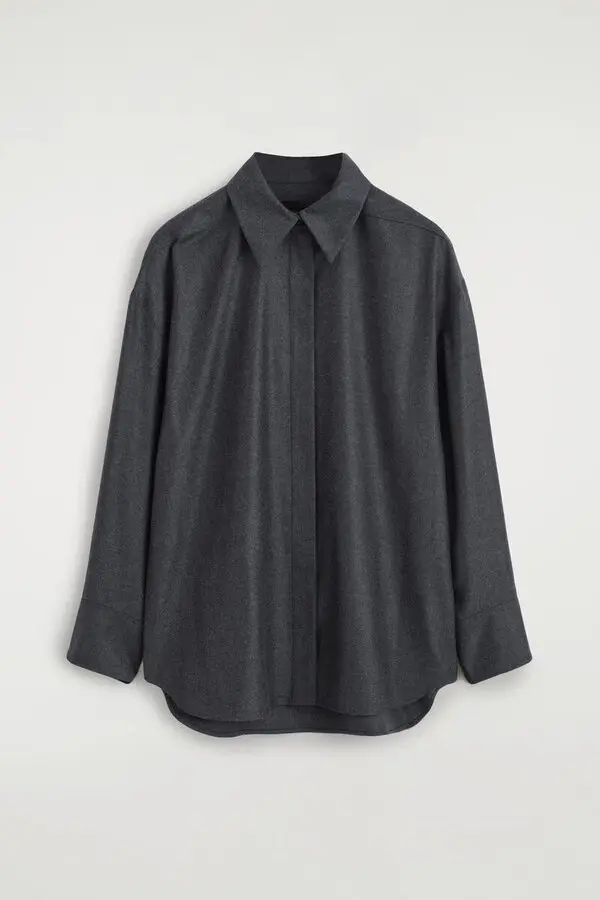 Cos Wing-collar Wool-flannel Shirt