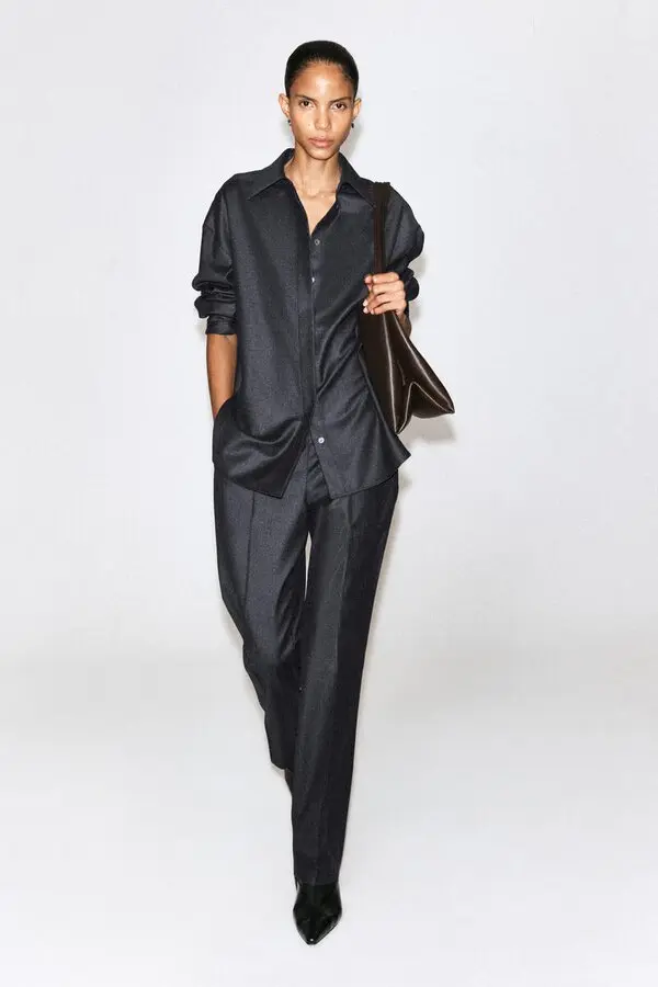 Cos Wing-collar Wool-flannel Shirt