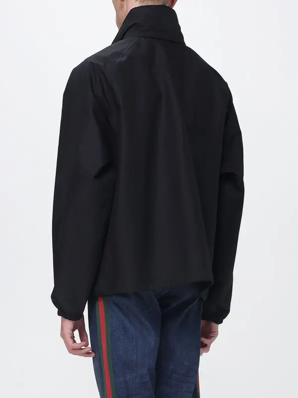 Gucci Monogram Cotton Canvas Windbreaker Jacket With Packable Hood And High Neck