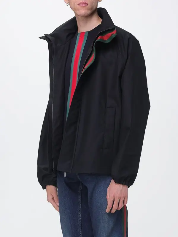 Gucci Monogram Cotton Canvas Windbreaker Jacket With Packable Hood And High Neck