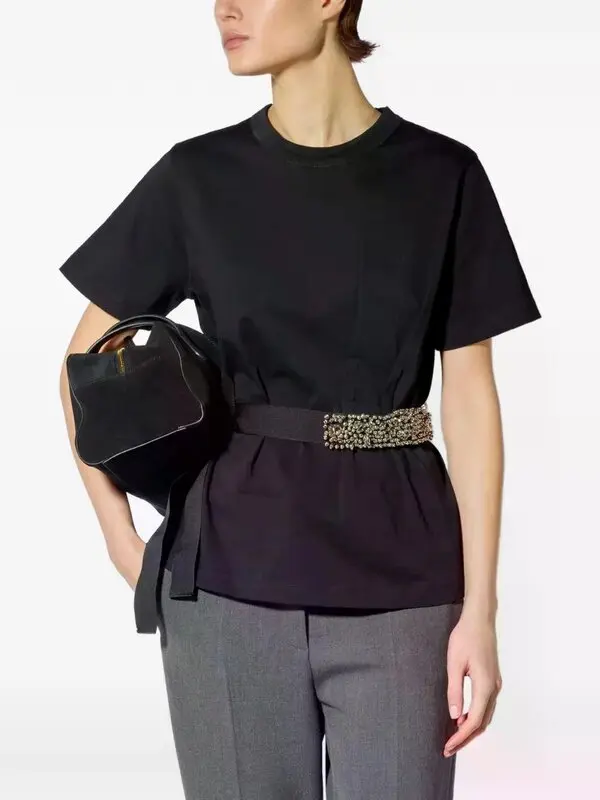 Liviana Conti Embellished Belted T-shirt - Black