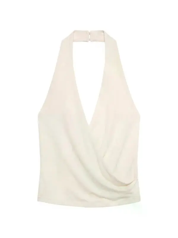 REFORMATION Lois Halterneck Wrap Top - Neutrals