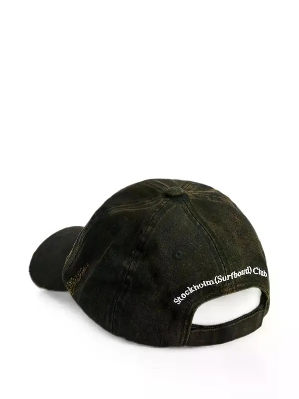 STOCKHOLM SURFBOARD CLUB Distressed Pac Crest Baseball Cap - Black