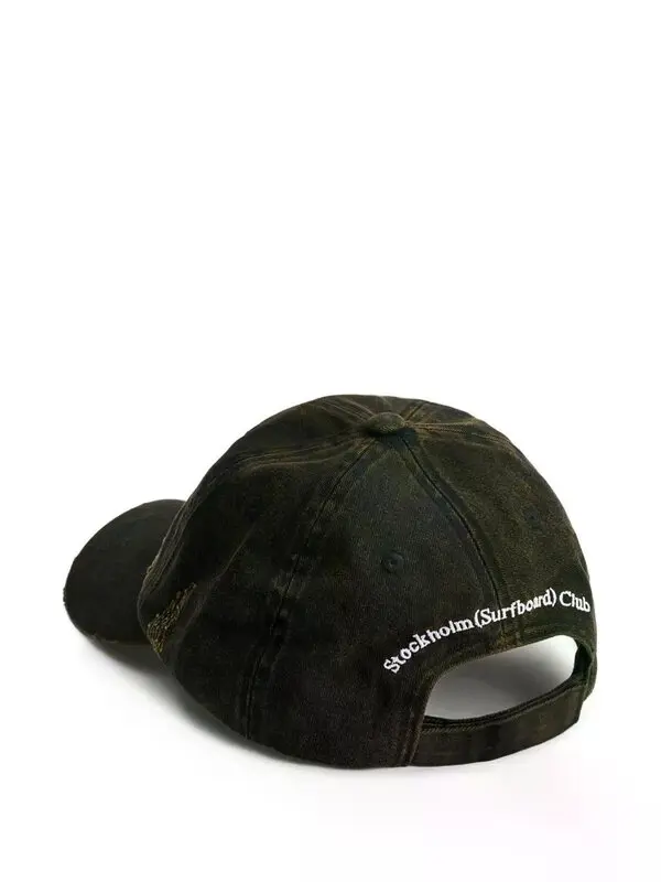 STOCKHOLM SURFBOARD CLUB Distressed Pac Crest Baseball Cap - Black