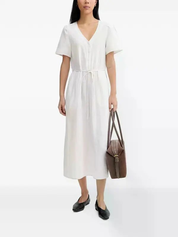 Marc O'polo Button-up Drawstring Flared Midi Dress
