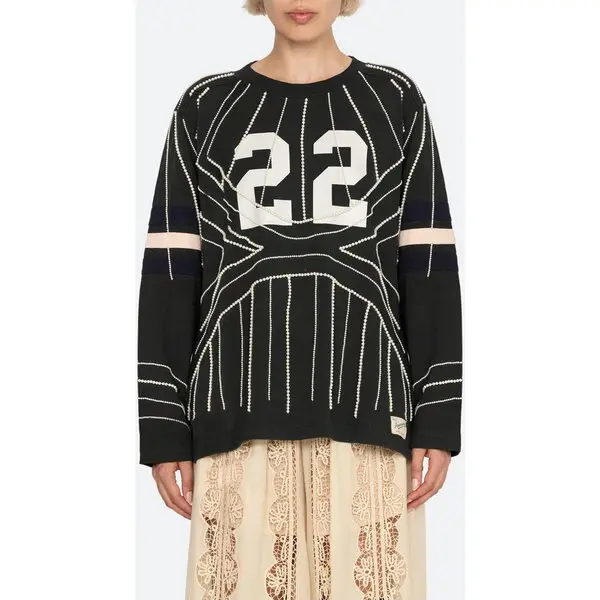 Sea Quinn Beaded Graphic Long Sleeve T-shirt