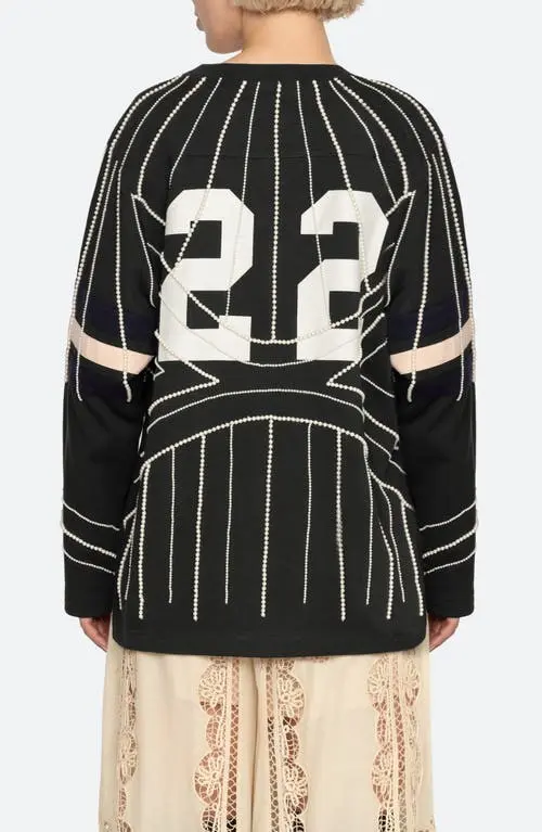 Sea Quinn Beaded Graphic Long Sleeve T-shirt