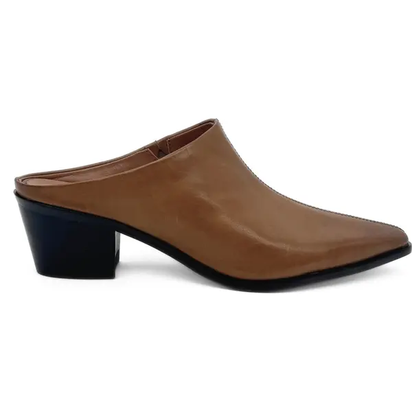 AMIE RAFA Carla Western Leather Mules - Tan
