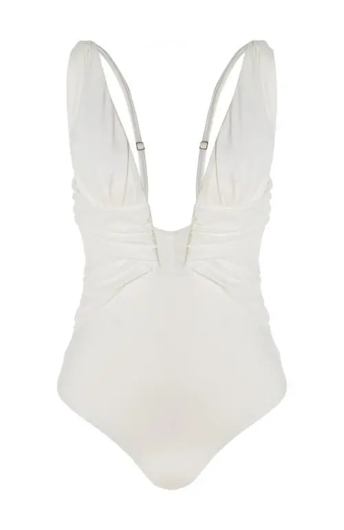 CHERINA  BEACHWEAR Cherina Beachwear Faira Sculpting Ruched One-piece Swimsuit - White