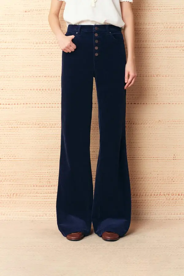 Fabrique Hedda Vintage Wash Slim Flare Pants In Corduroy