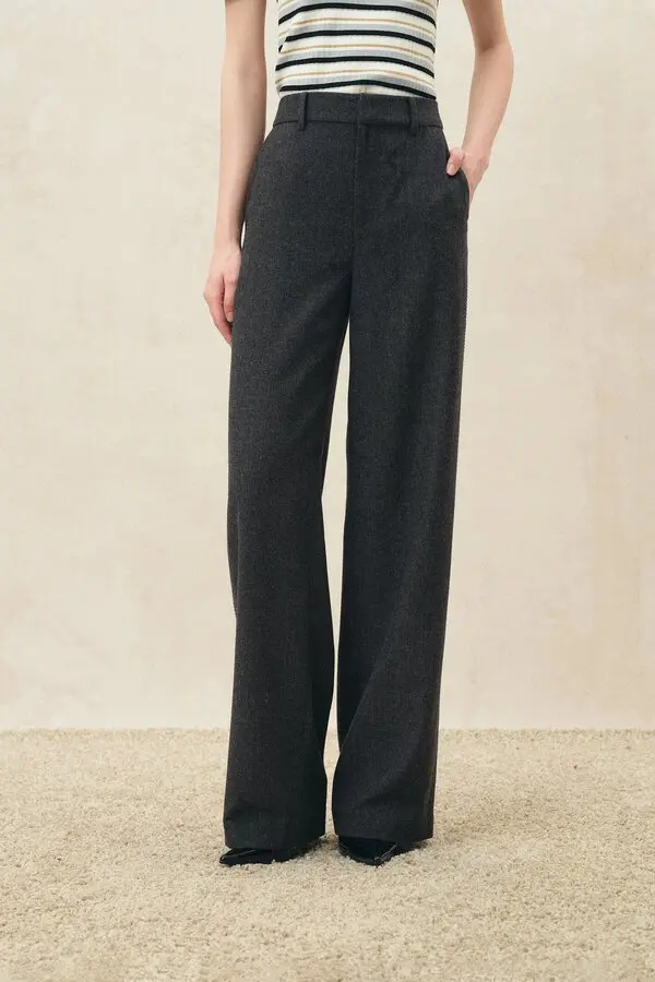 Fabrique Alix Hand Braided Straight Leg Pants In Wool Blend
