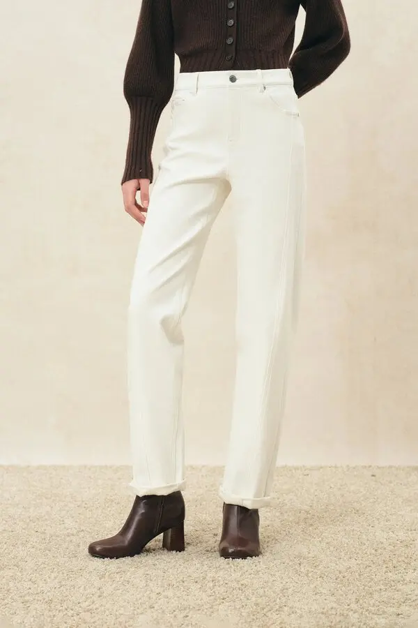 Fabrique Tyler Straight Leg Jeans In Fleece Lined Denim