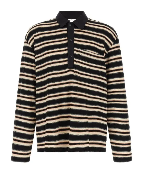 SONG FOR THE MUTE Striped Button Detailed Polo Shirt