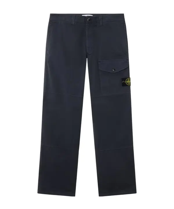 Stone Island Loose-fit Cargo Trousers With Drawstring Cuffs - Navy
