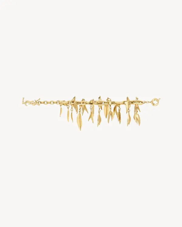 Saint Laurent Willow Leaf Bracelet In Metal