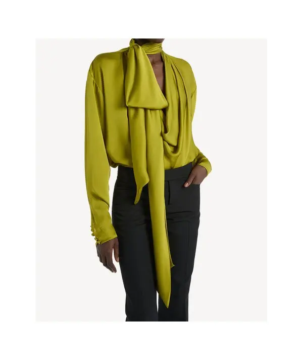 Balmain Draped Silk Charmeuse Blouse