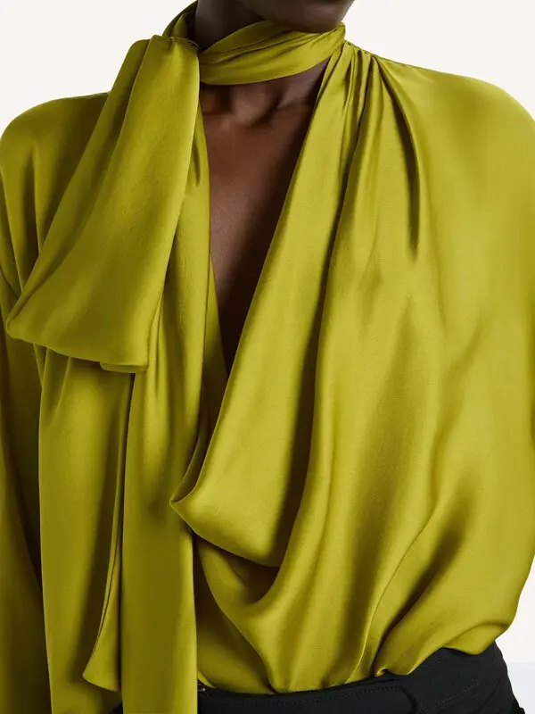 Balmain Draped Silk Charmeuse Blouse