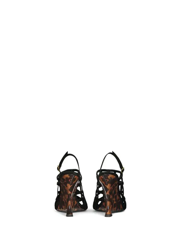 Balmain Wedge Cage Sandals In Suede