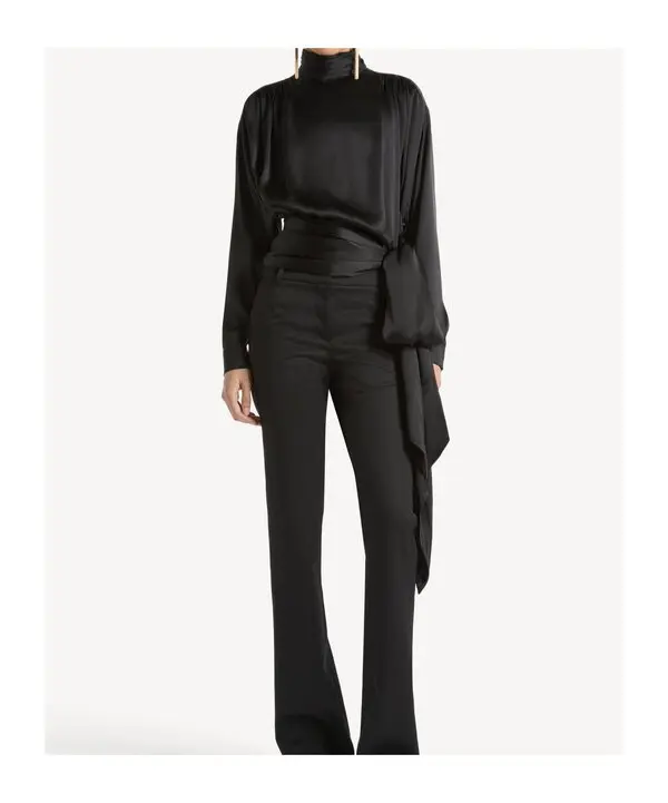 Balmain Silk Satin Blouse With Tie Detail