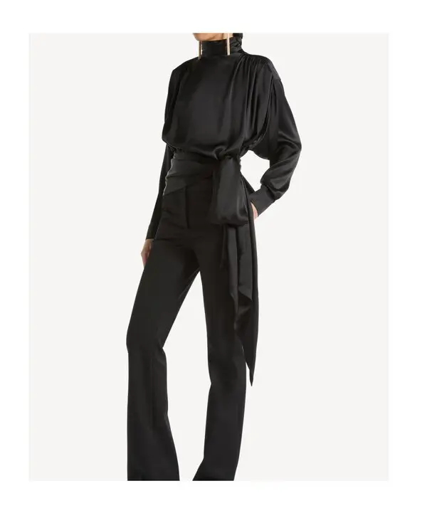 Balmain Silk Satin Blouse With Tie Detail