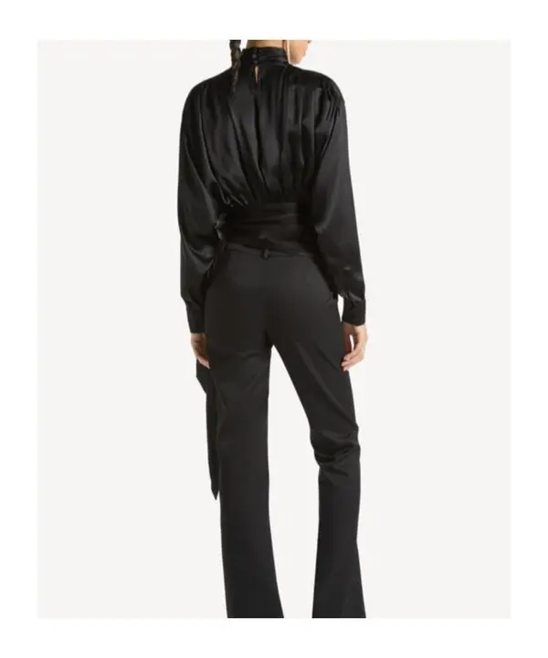 Balmain Silk Satin Blouse With Tie Detail