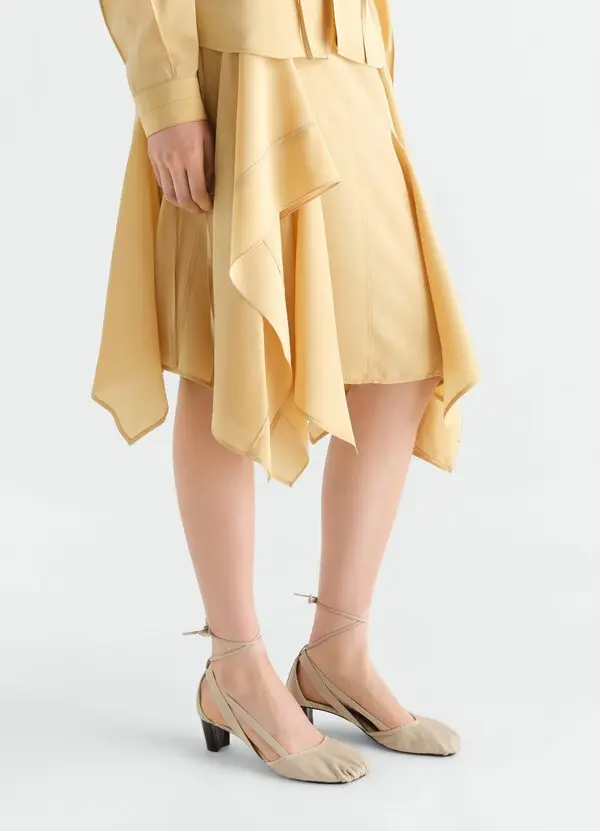 LEMAIRE 55 Mm Pedille Heeled Ballerinas In Goat Leather - Light Mastic