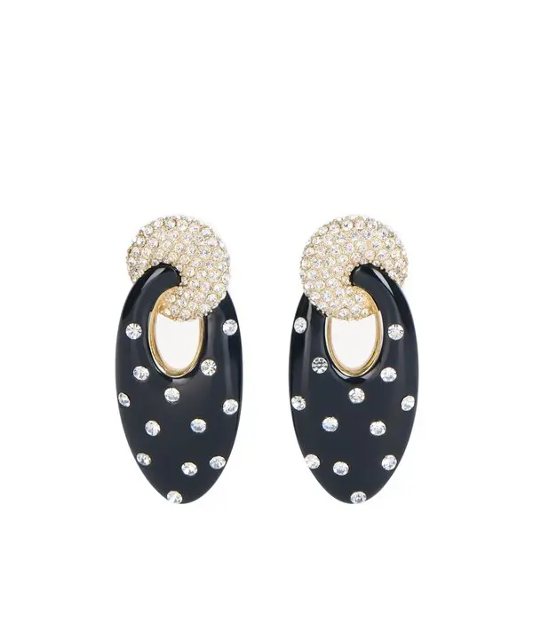 Balmain Lacquered Brass Organic Earrings With Crystals - No
