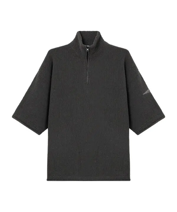 Stone Island Loose-fit Short-sleeve Half-zip Jumper With Needle-punched Star