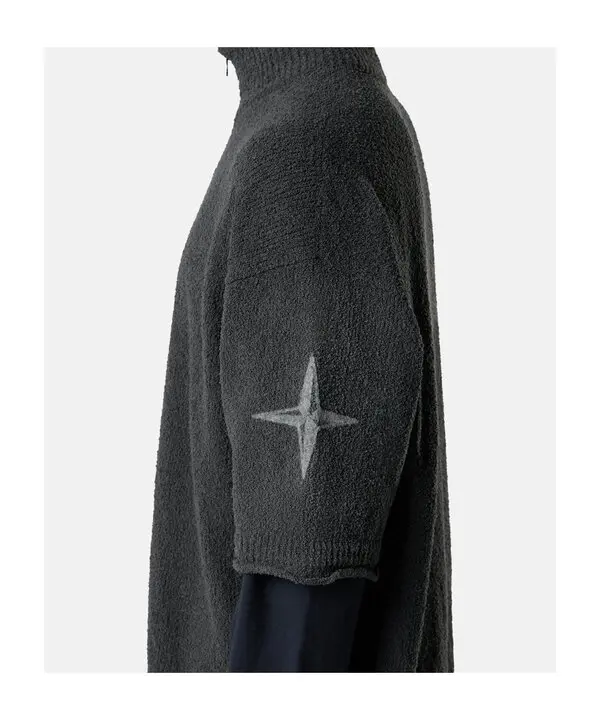 Stone Island Loose-fit Short-sleeve Half-zip Jumper With Needle-punched Star