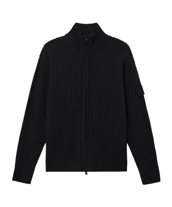 Stone Island Loose-fit Zip-up Stand Collar Jumper