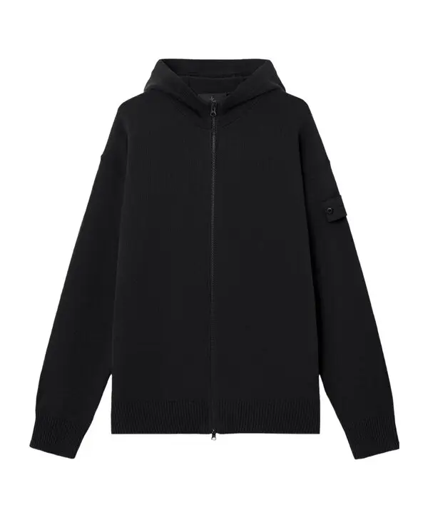 Stone Island Regular-fit Hooded Zip-up Jumper With Ribbed Trims
