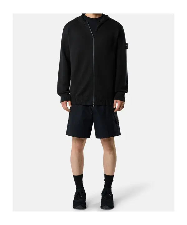 Stone Island Regular-fit Hooded Zip-up Jumper With Ribbed Trims