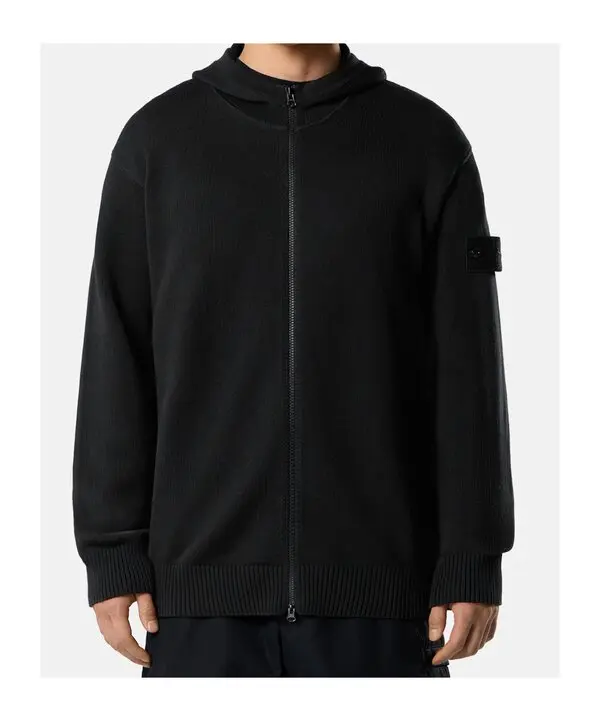 Stone Island Regular-fit Hooded Zip-up Jumper With Ribbed Trims
