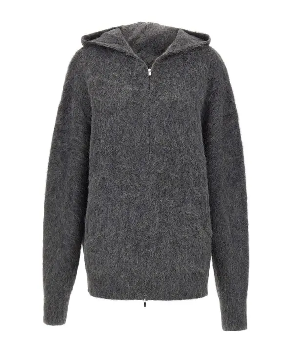 7 For All Mankind Fuzzy Zip Hooded Cardigan - Grey