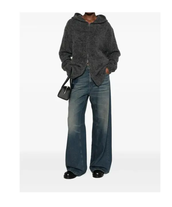 7 For All Mankind Fuzzy Zip Hooded Cardigan