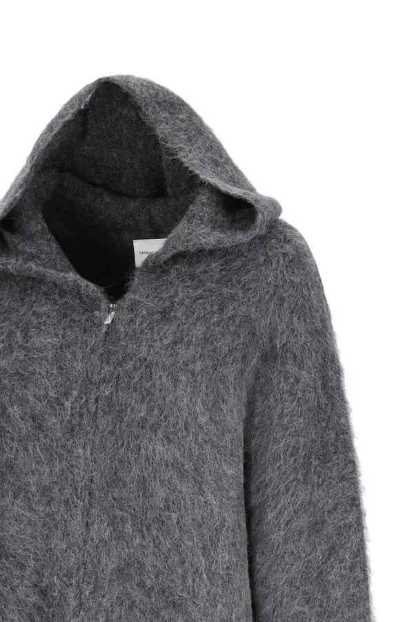 7 For All Mankind Fuzzy Zip Hooded Cardigan