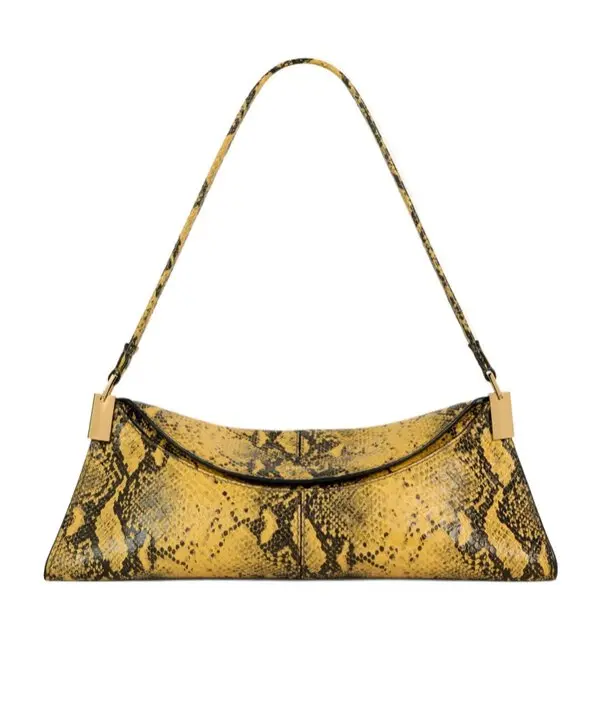 Balmain 64-83 Small Bag In Python-effect Leather - Yellow