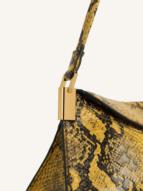 Balmain 64-83 Small Bag In Python-effect Leather - Yellow