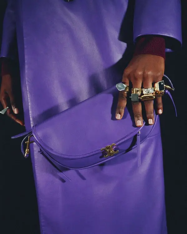 Celine Soft Triomphe Shoulder Bag - Purple