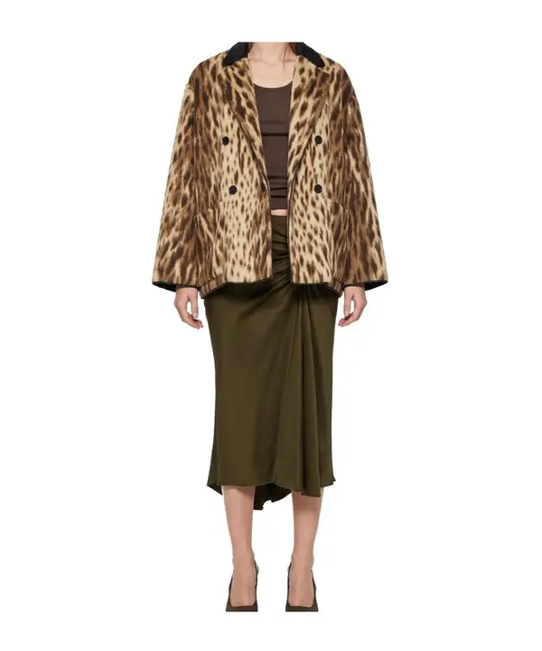 FORTE_FORTE Royal Leopard Double-breasted Coat